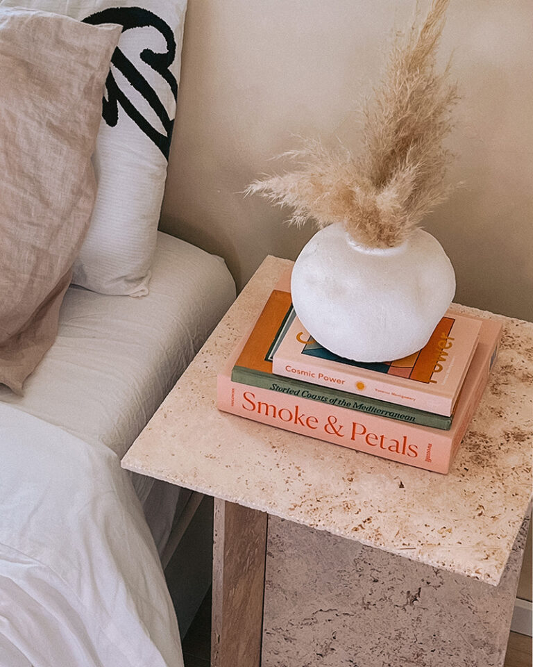 Our Guest Bedroom Makeover - DIY Travertine Side Table (One Room ...